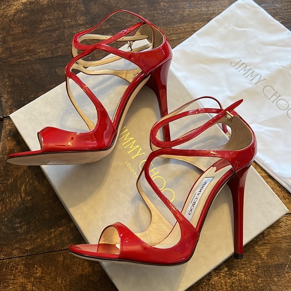 Jimmy Choo | Shoes | Jimmy Choo Red 5 Inch Stilletos Sandals | Poshmark